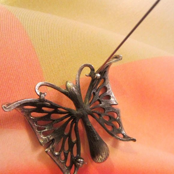 Tortolani | Jewelry | Tortolani Pewter Pearl Signed Butterfly Brooch ...